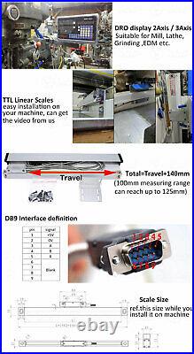 Dro For Lathe 1um Precision Linear Scale 4-40 DRO Digital Readout 2/3 ...